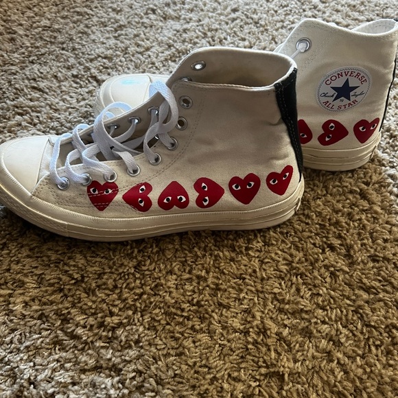 Converse | Shoes | Comme Des Garcons Converse Hightop Sneakers White ...